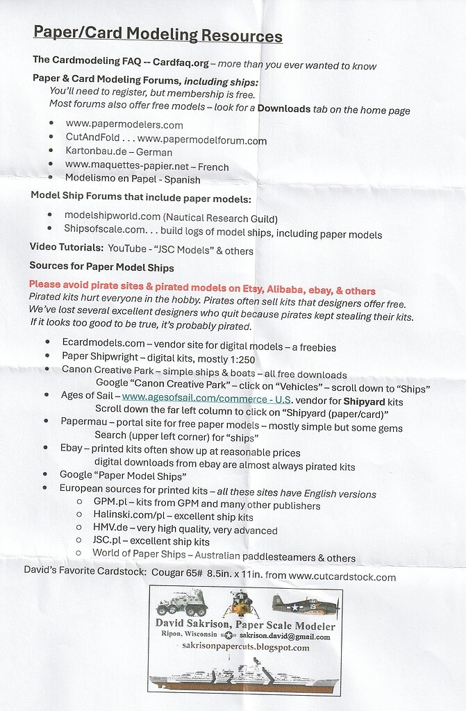 Flyer with paper model references and resources - Paper Models ...
